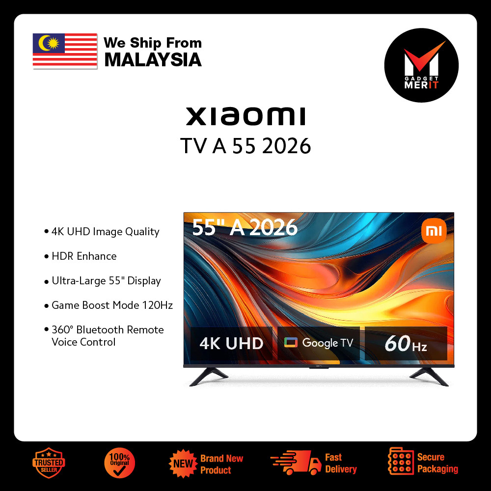Xiaomi TV A 55 2026 | Kualiti imej 4K UHD | Dolby Audio™ | Rekaan Bezel ...