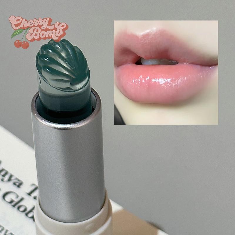 (Cherry Bomb) Sea Shell Shaped Lip Balm Clear Blue Moisturizing ...