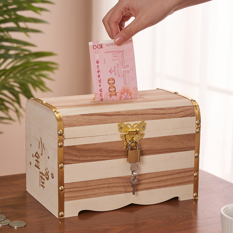tabung duit tabung kayu tabung Children's Piggy Bank Password Box ...