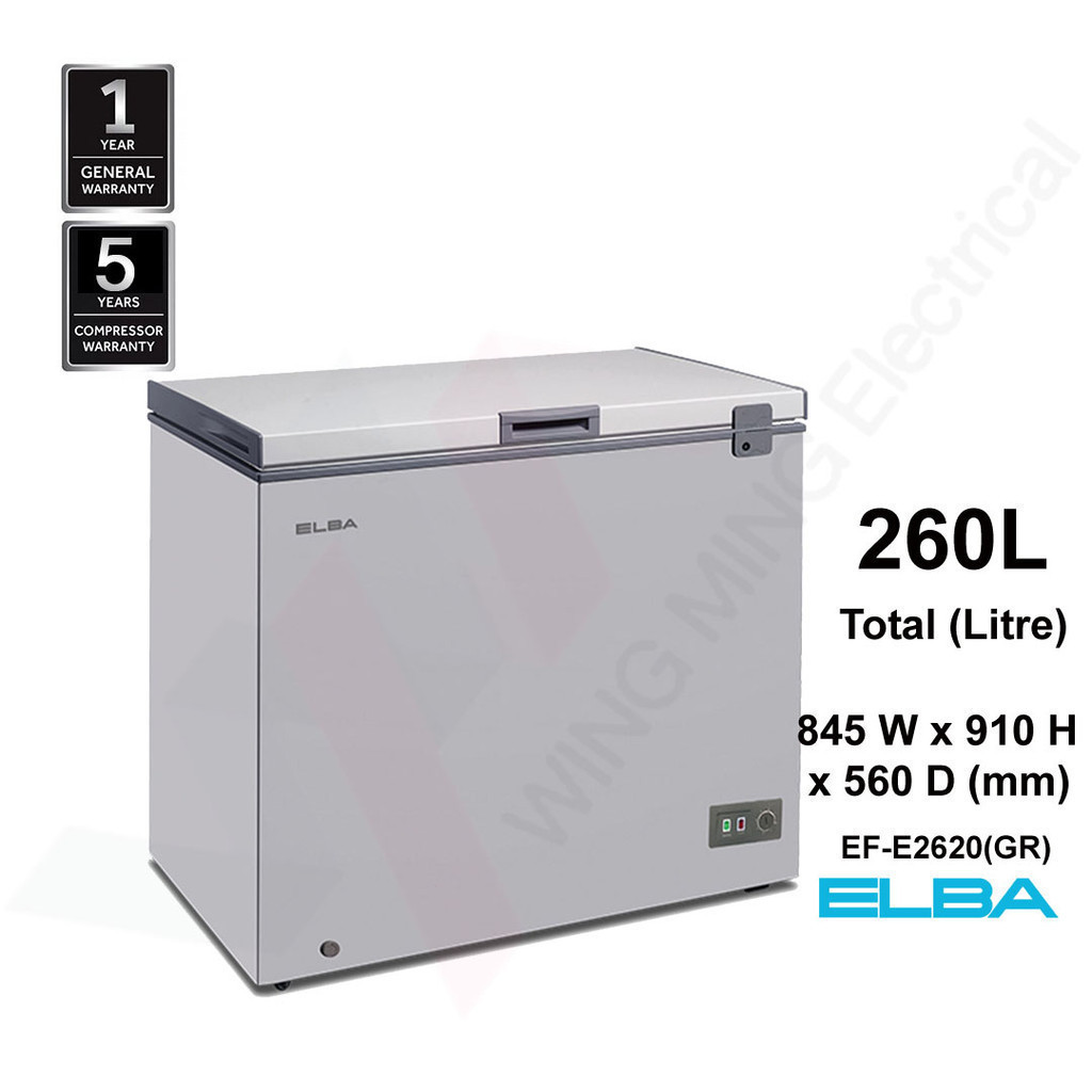 ELBA 190L Chest Freezer Refrigerator 1 Door/Peti Beku 1 Pintu EF-E1915 ...