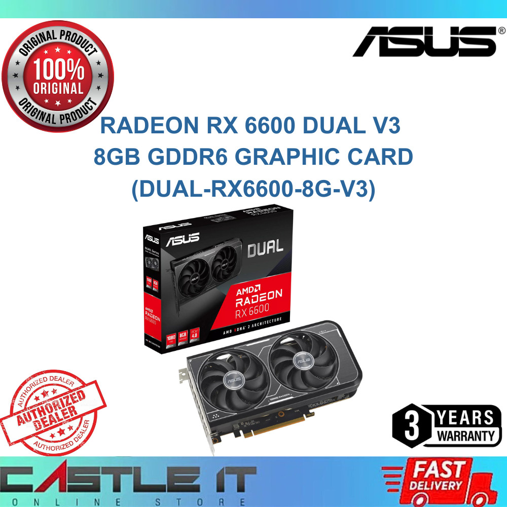 ASUS RX 6600 DUAL V3 8GB GDDR6 RADEON Graphic Card DUAL-RX6600-8G-V3 ...