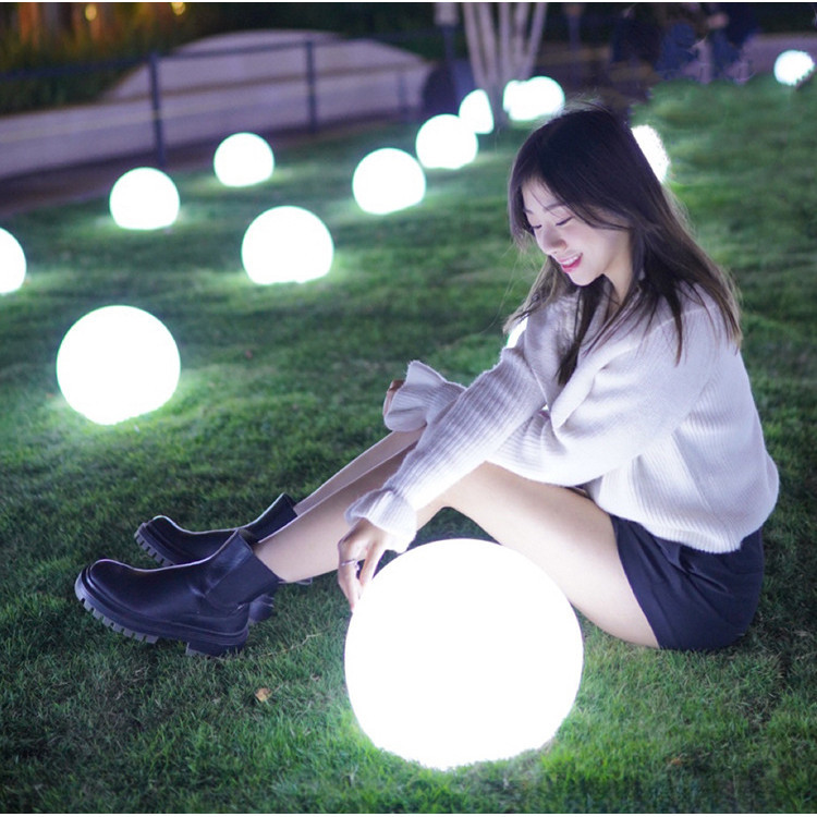YFD White Ball Luminous Ball Lamp Outdoor Ball Light Floor Solar Ball ...