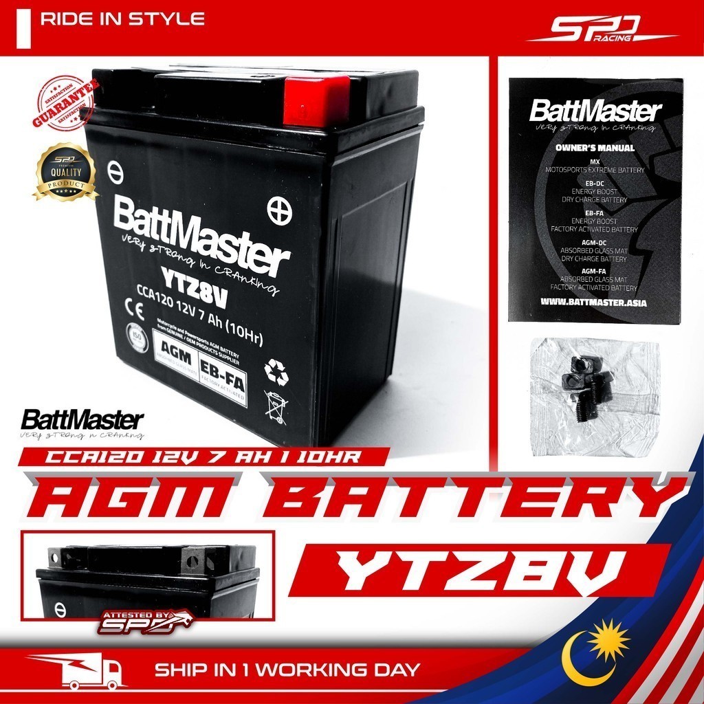 AGM Battery I YTZ8V I CCA120 12V 7AH I 10HR I Batt Master Original ...