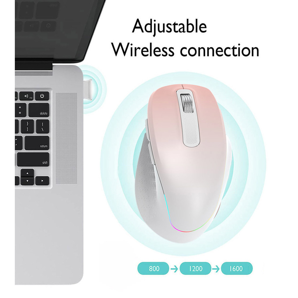 LED Backlit Bluetooth Wireless Mouse 2.4G Dual Mode Plug and Play 1600 ...