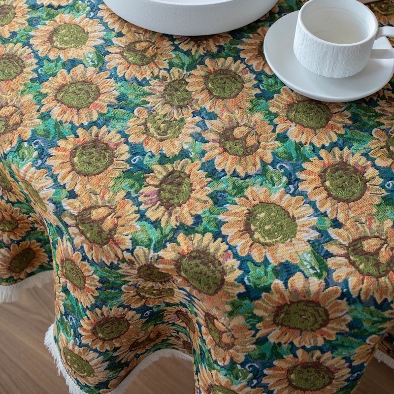 Gaya etnik, kain meja, cetakan bunga, kapas, linen, bar, kain meja ...