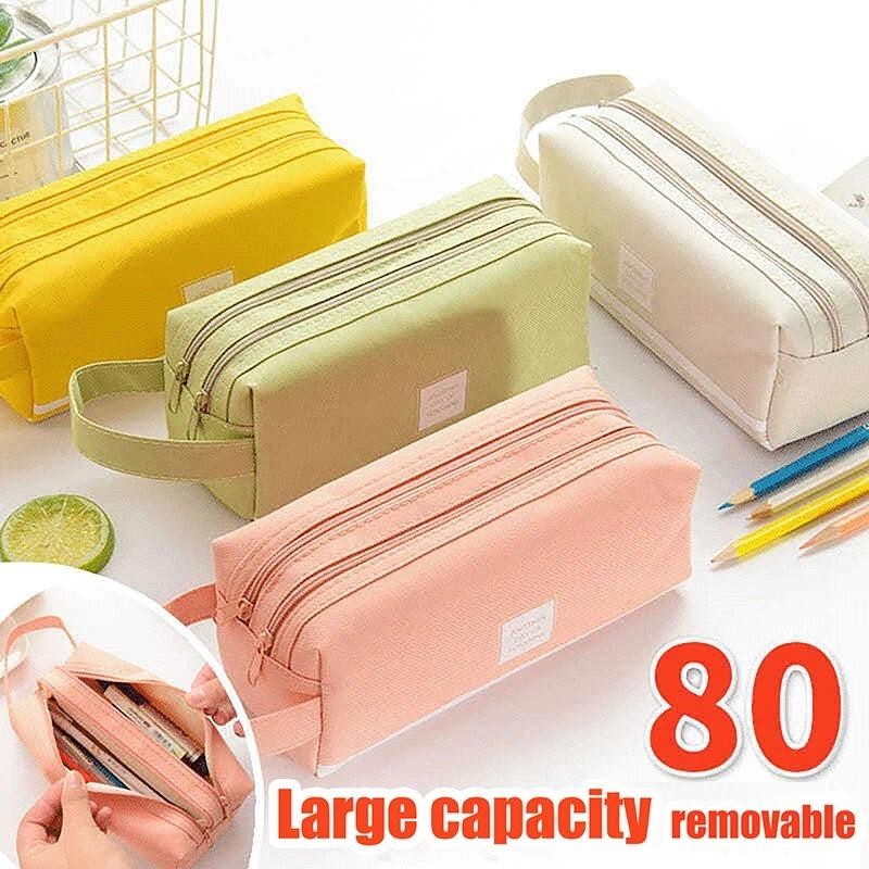 Double Layer Large Capacity Fabric Pencil Cases Bags Creative Canvas ...