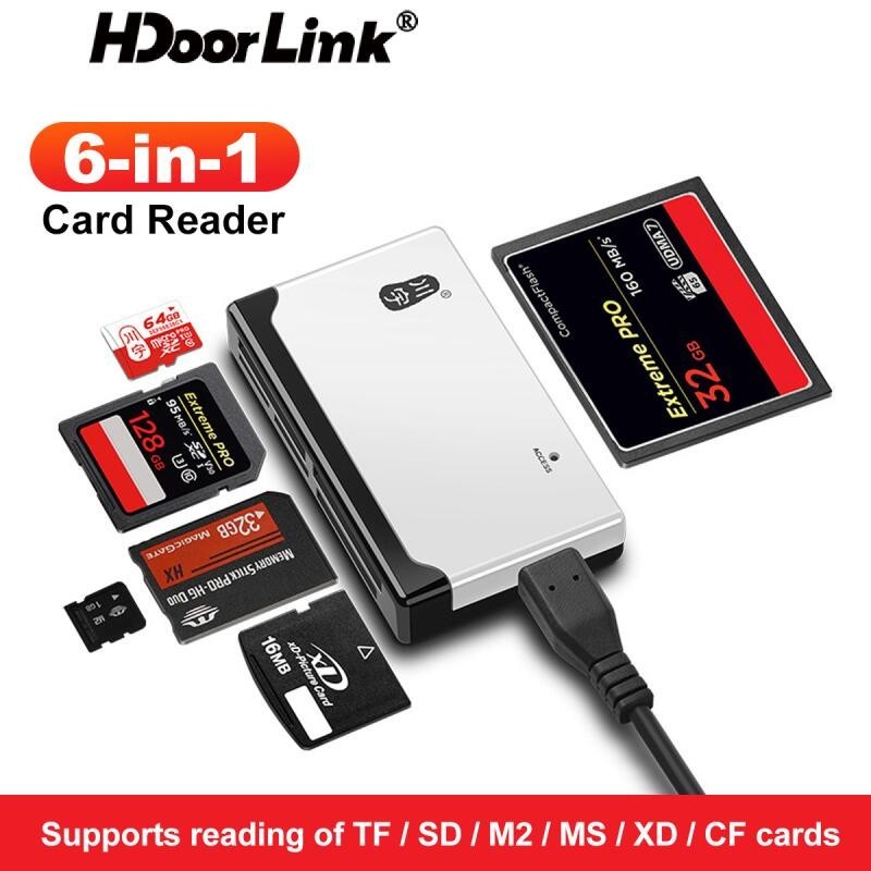 HdoorLink 6In1 Card Reader USB 2.0 SD Card Reader Support Memory Card ...