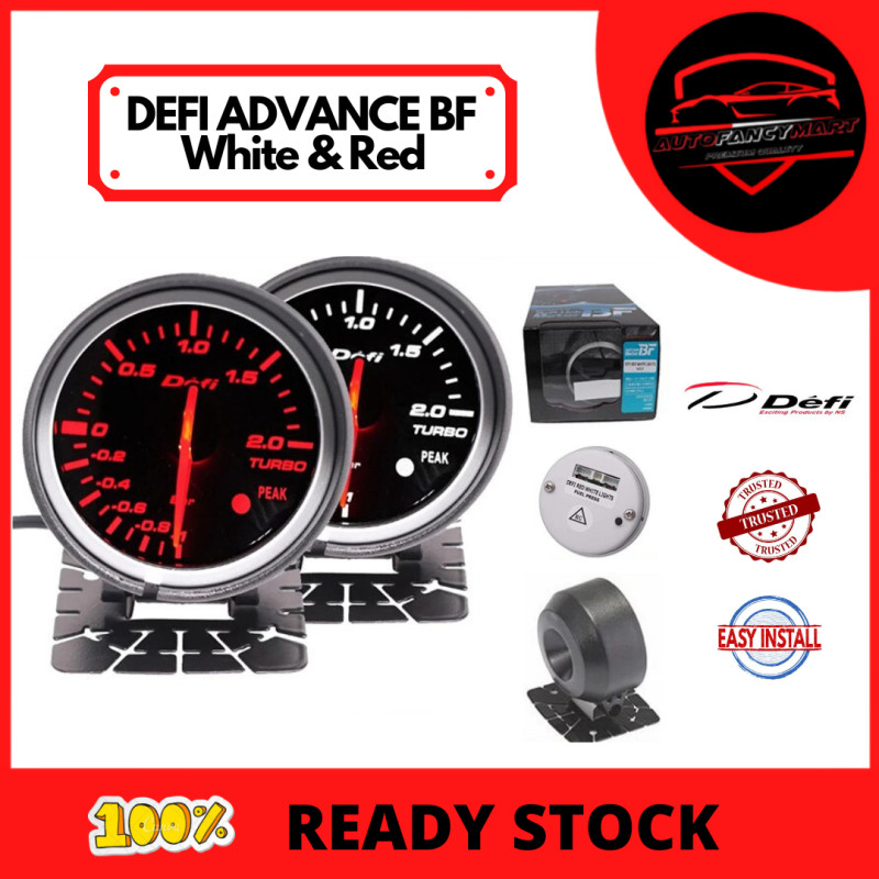 (BF Defi Meter) White/Red 60mm Gauge with Sensor Water Temp Volt Boost ...
