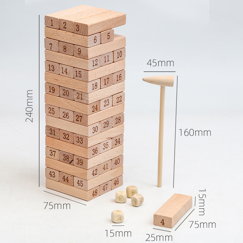 Nakoda Wooden Blocks with Number Educational Balance Game Tower Toy ...