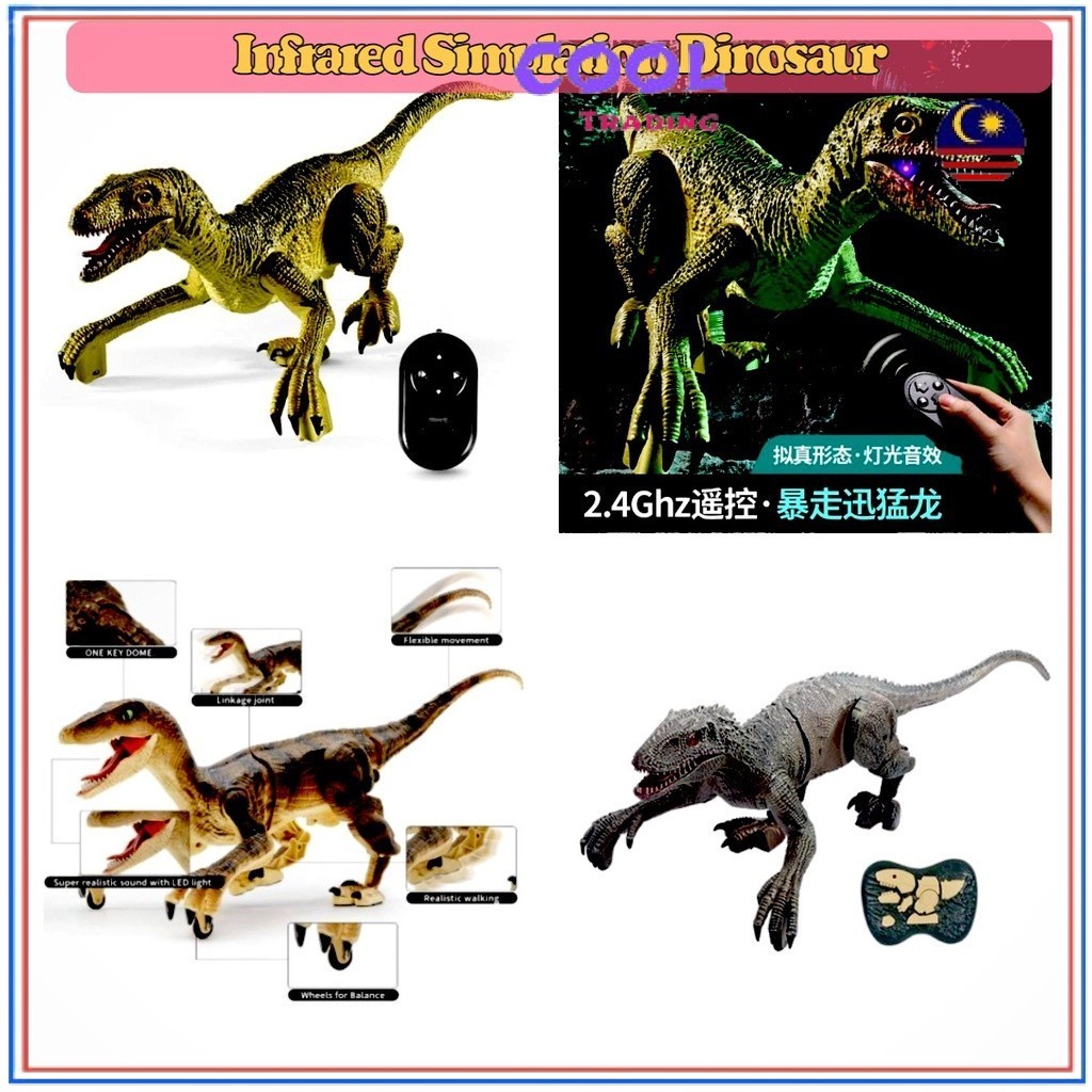 PPP 2.4G Infrared Simulation Dinosaur Jurassic RC Velociraptor Raptor ...