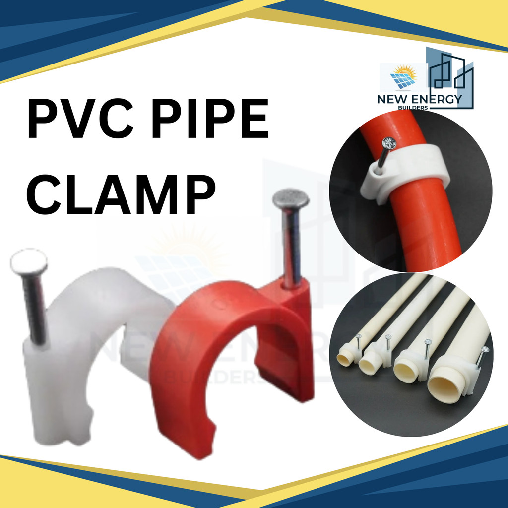 N.E.B|| 1PC/25PC/50PC PVC PIPE CLAMPS CABLE CLIPS WITH NAILS IN SIZES ...
