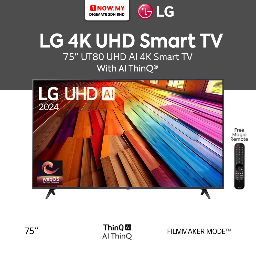 LG 75″ UT80 4K UHD AI Smart TV 75UT8050PSB | Ultra Clear View ...