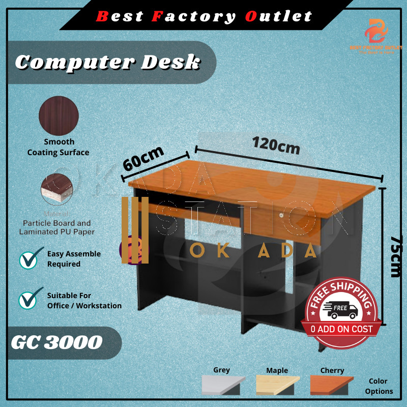 GC 3000 Computer Table / 1200W / Meja Komputer / Office Table / Meja ...