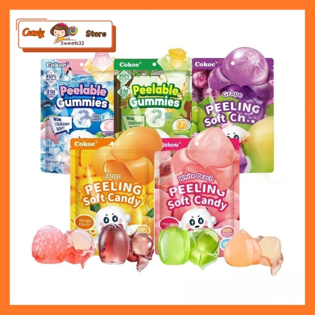 60g-75g HPG Cokoc Peeling Peelable Soft Candy Gummies (10pcs) HALAL ...