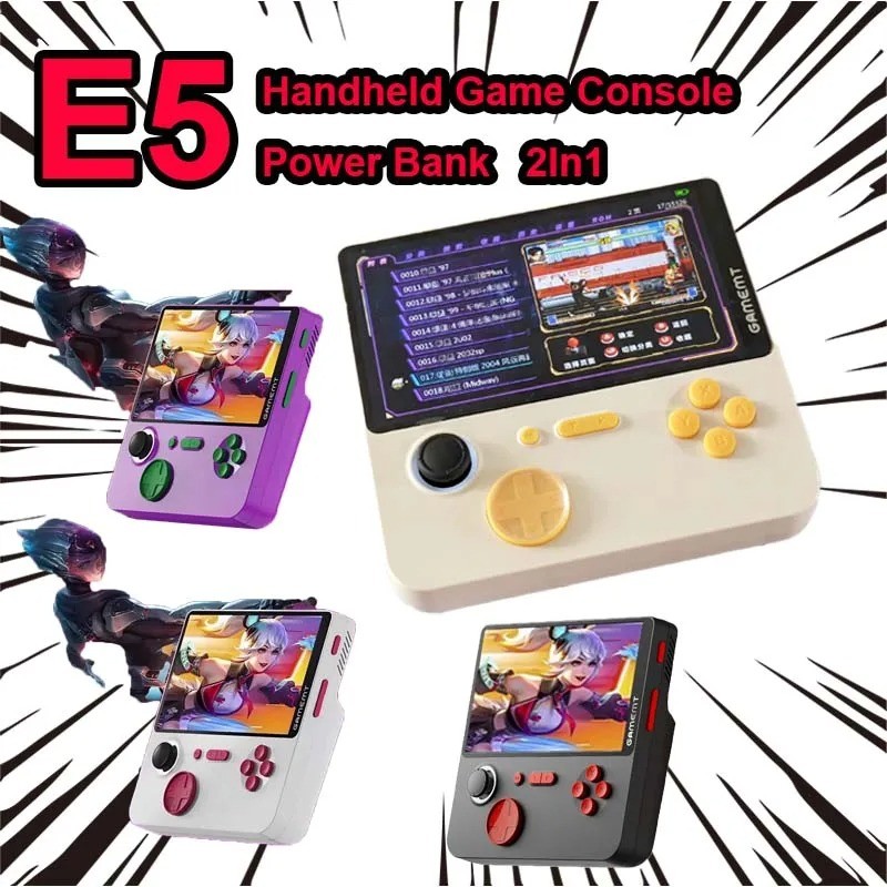 GAMEMT E5 Handheld Game Console 5000mah POWER Bank 2 in 1 Fast Charger 17W Built-in Retro Games ...