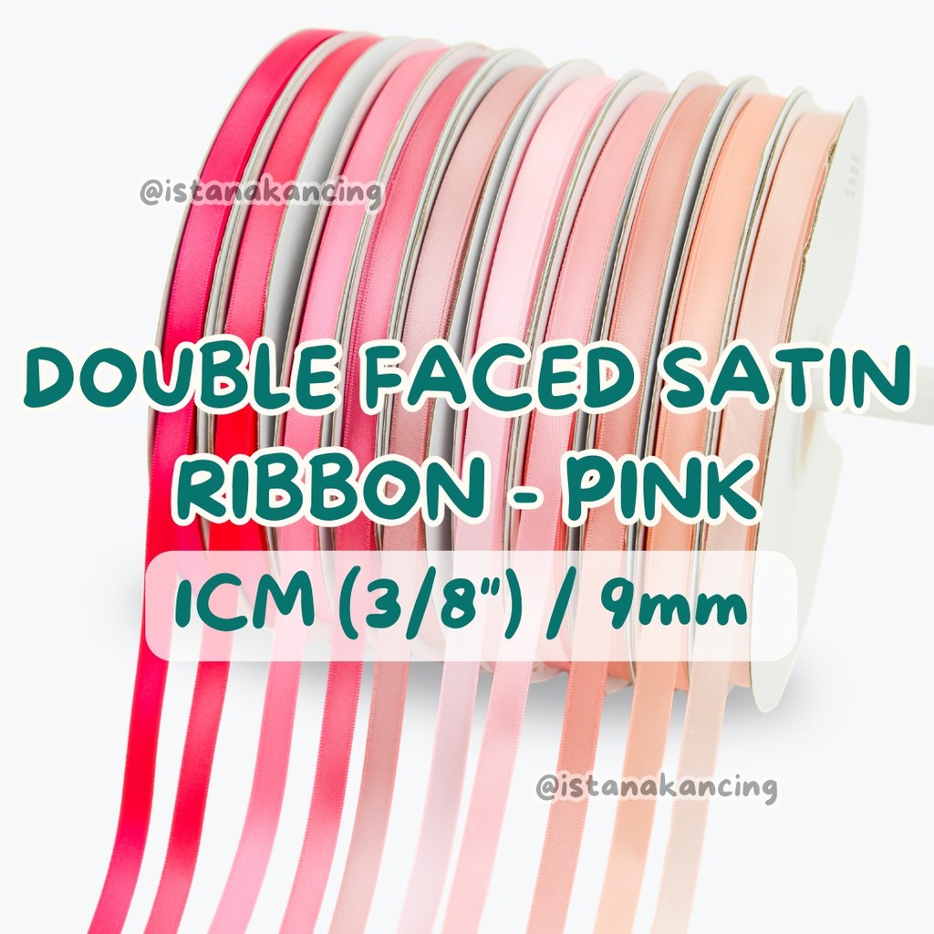 Double Face Satin Ribbon 3/8 Inch/9mm 1 METER Pink Series Double Sided ...
