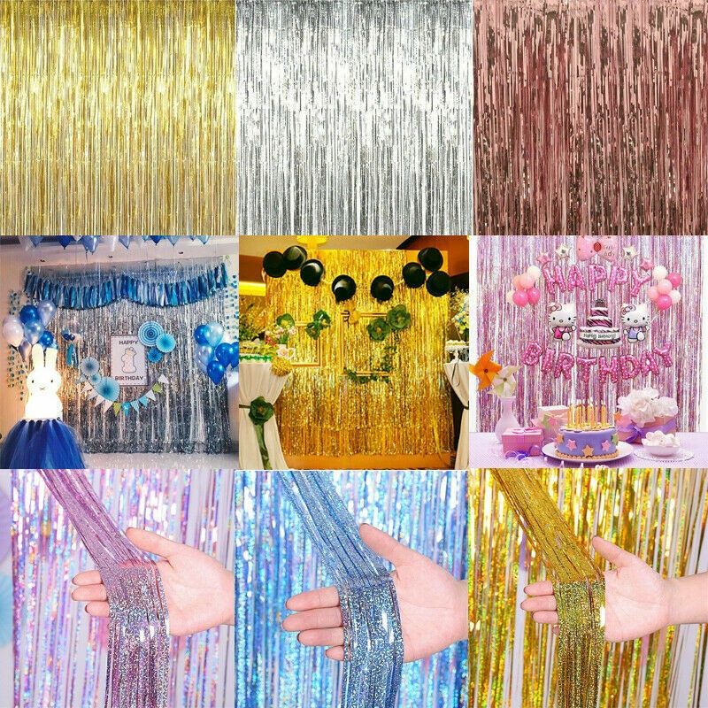 AGM Background Decoration Foil Rain Curtain Metallic Birthday Wedding ...