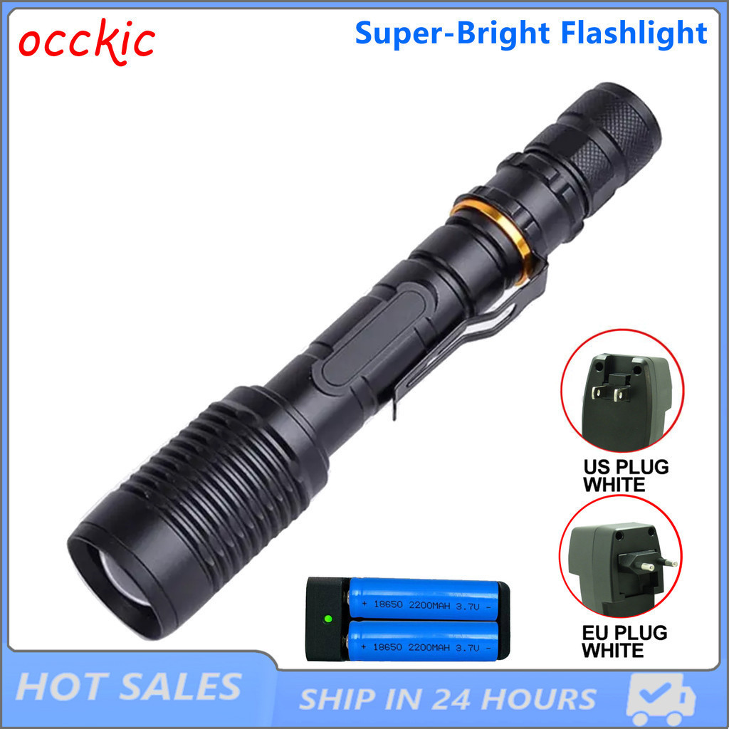 High Bright Zoom XM-L X6 LED Flashlight Rechargeable powerful 5 Mode ...