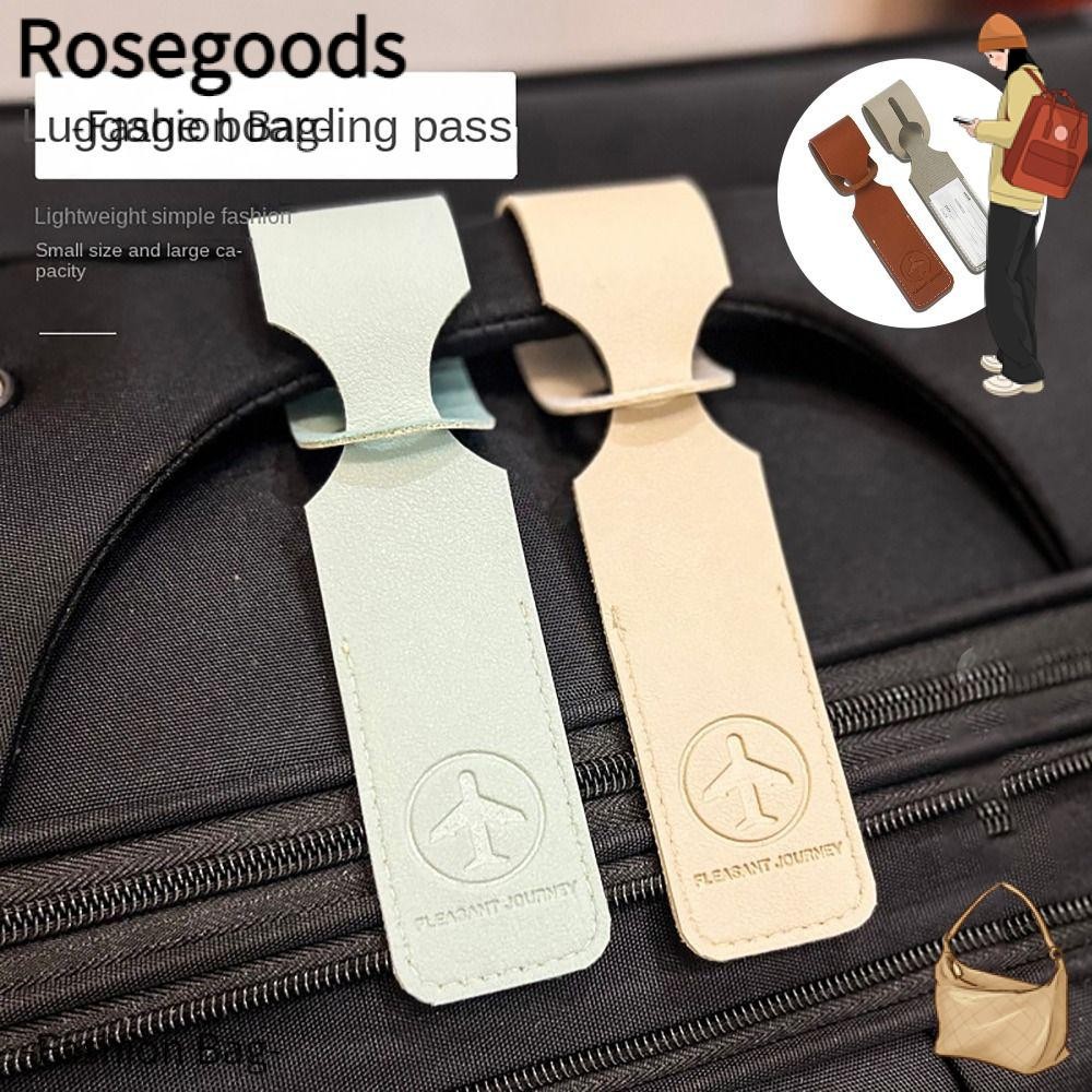 ROSEGOODS Baggage Boarding Pass, Anti-loss PU Leather Luggage Tag, Portable Bag Accessory Check ...