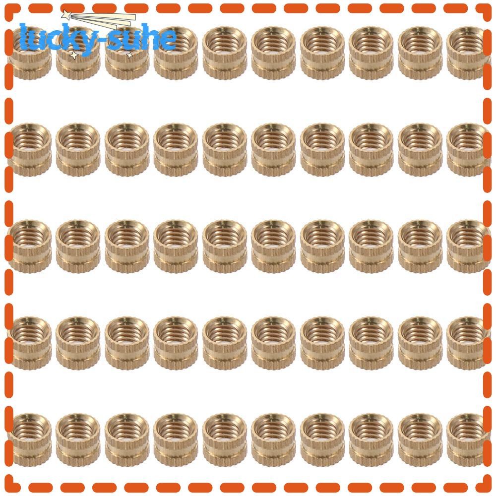 LUCKY-SUHE 50Pcs Brass Nuts, 1mm Pitch M6 x 6mm Length x 8mm OD Knurled ...