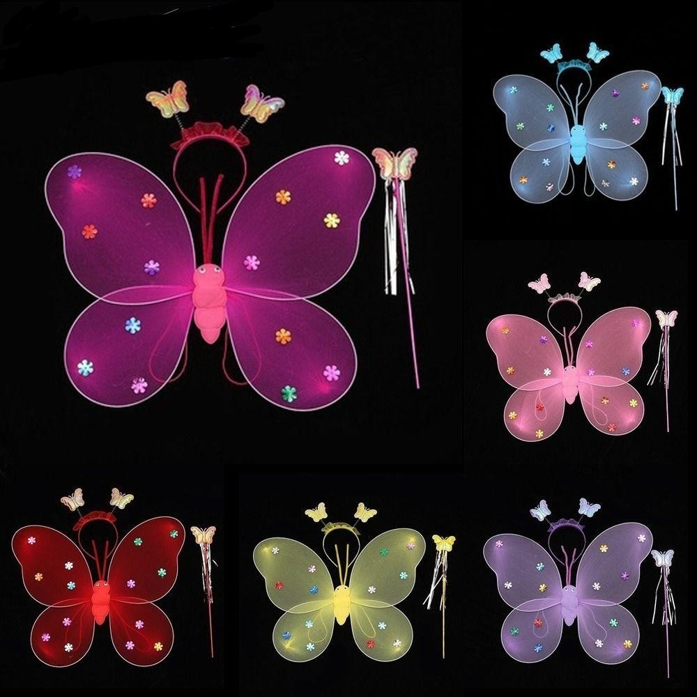 Children Luminous Butterfly Wings Gauze Skirt Three-Piece Performance ...