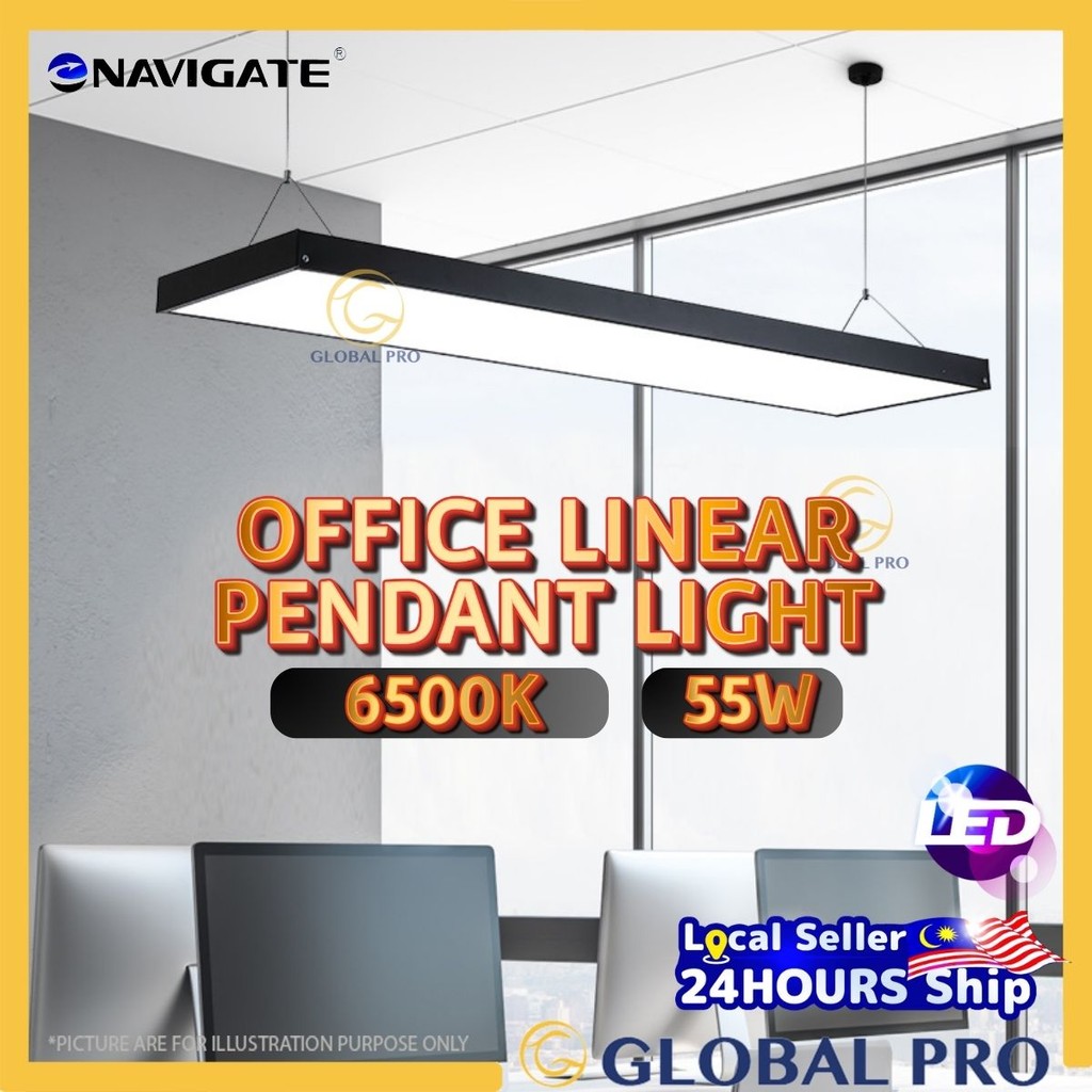 55W LED Linear Light Casing Lampu Panjang LED Office Light Hanging ...