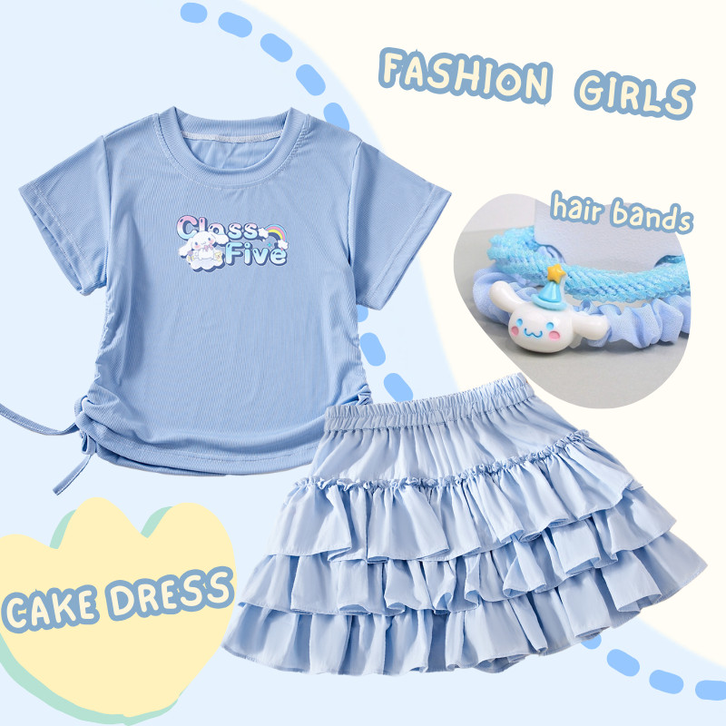 Cinnamoroll Cartoon Cute Baby Outfits Girls Summer Drawsting T-shirts ...