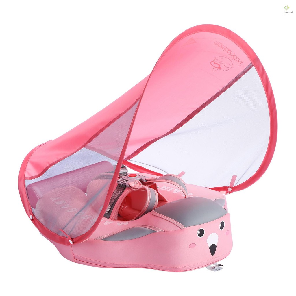 Non-Inflatable Baby Float with Tail Float Canopy Infant Lying Swimming ...