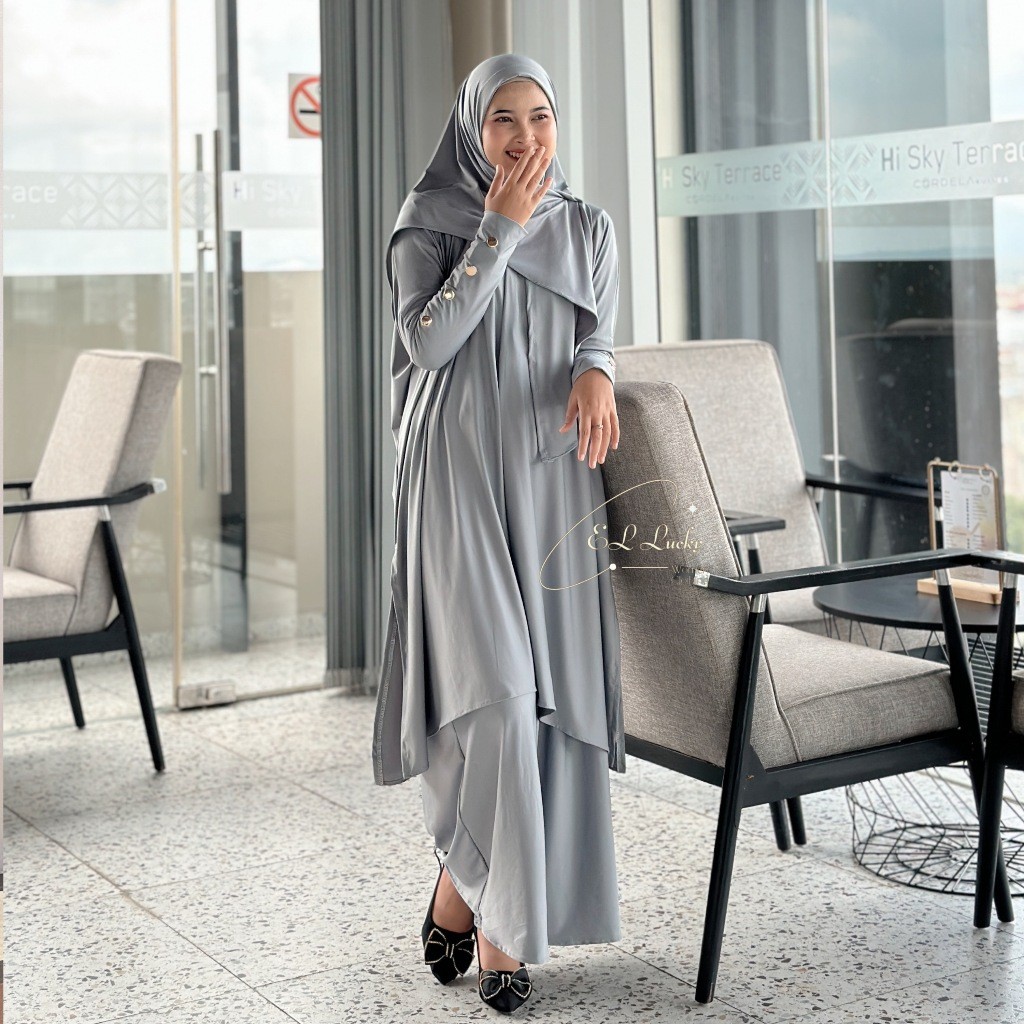 El Lucky - TUNIC GAMIS Set 3in1 Hijab Set (Women's Veil Top Bottom Set ...