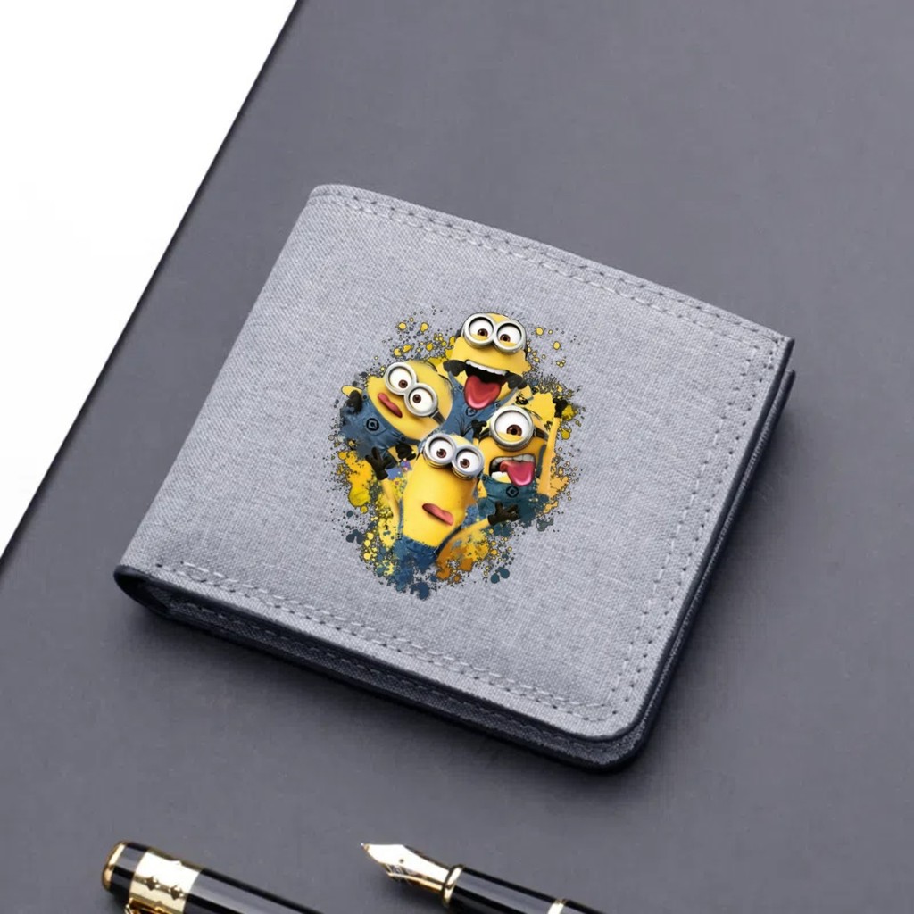 Minions Anime Cartoon Folding Wallet Portable Canvas Coin Storage Can ...