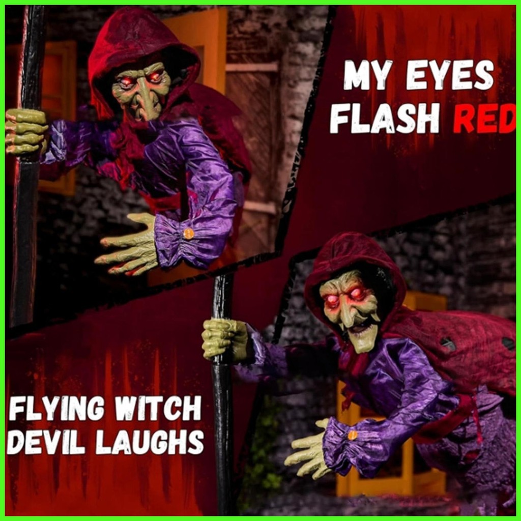 Flying Witch Halloween Decor Floating Witch With Glowing Eyes Outdoor ...
