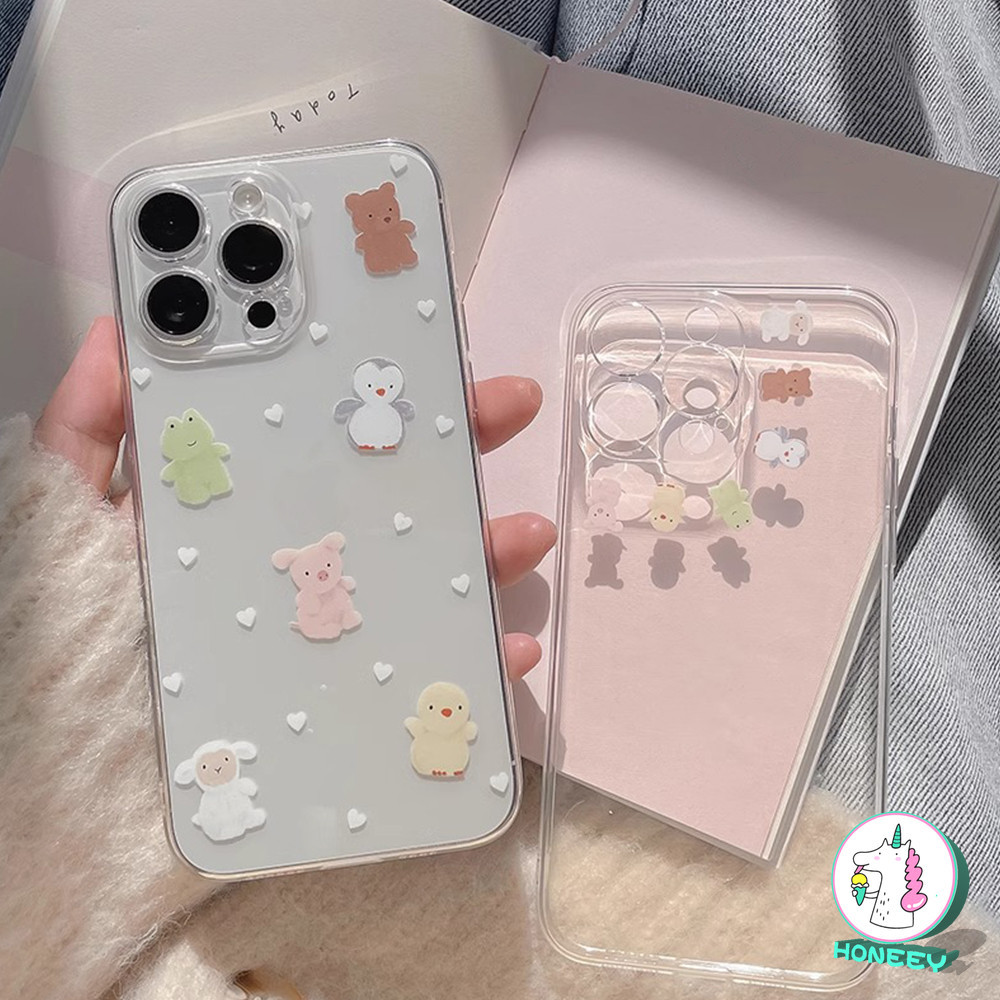 Cartoon Piggy Animal Transparent Phone Case for iPhone 11 16 15 14 13 ...