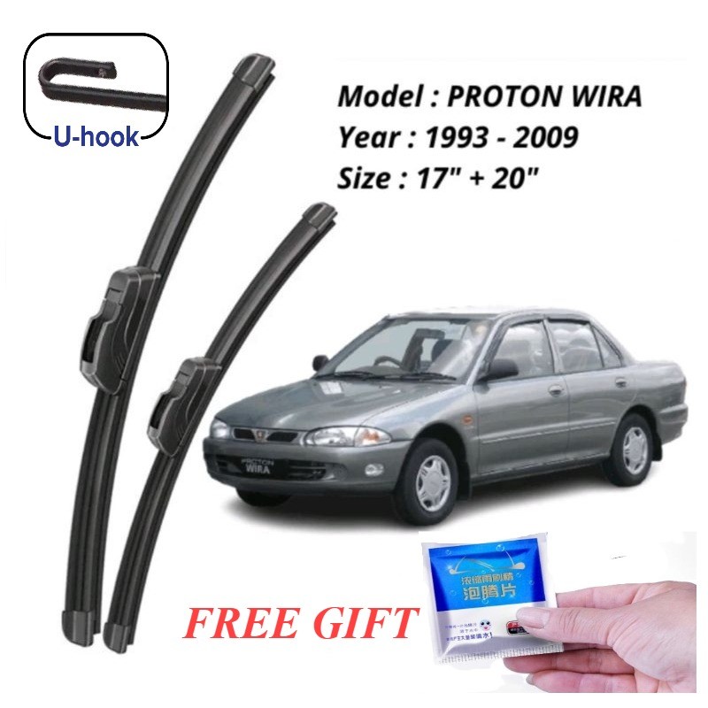 PROTON WIRA SATRIA PUTRA 17 X 20 SILICONE RUBBER WIPER BLADE JAPAN TECHNOLOGY WINDSCREEN CUCI ...
