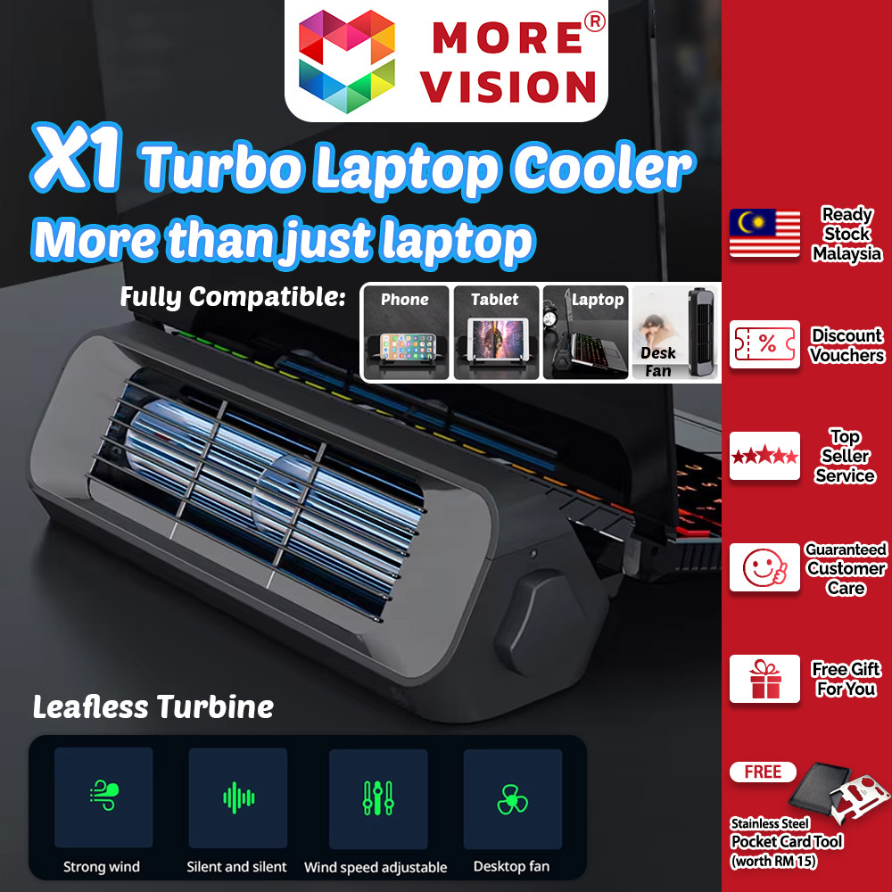 X1 Turbo Laptop Cooler 2 in 1 Stand Fan PC Pad Computer Cooling ...