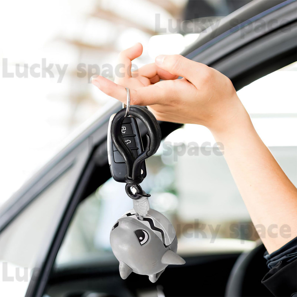Cute Shark Keychain Cartoon Creative Bag Pendant Drawstring Clockwork ...