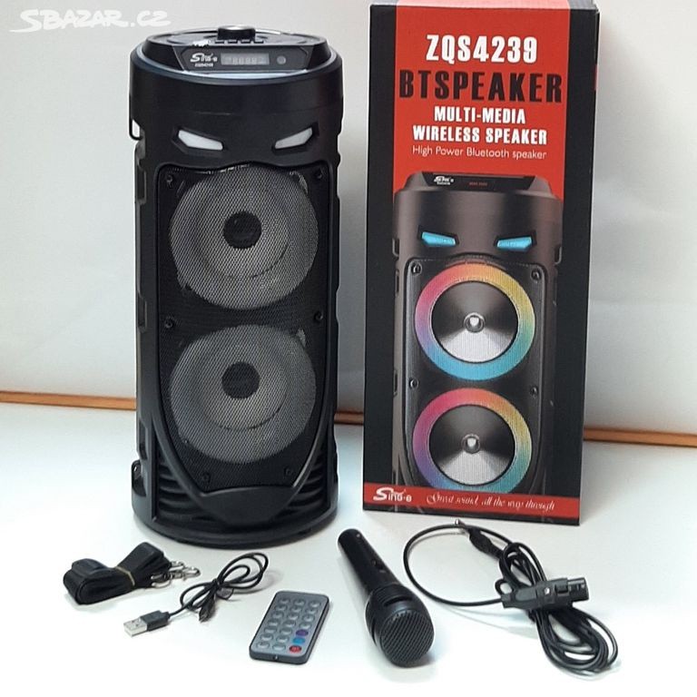 [ZQS4239] Wireless Portable Bluetooth Speaker With Led Light With Mic[4 inch x 2 speaker ...