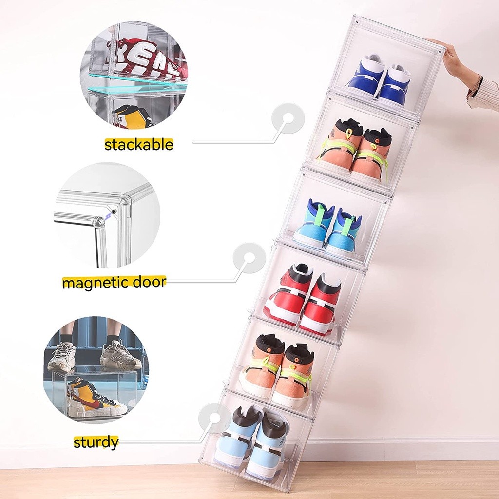 SS Storage Box 6PCS Hard Case Front Drop Magnetic Door Shoe Box ...