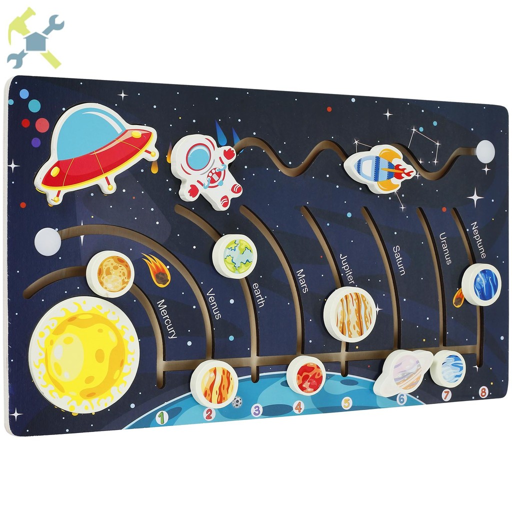 Solar System Model Board with 9 Planets Spaceship Rocket Module Early ...