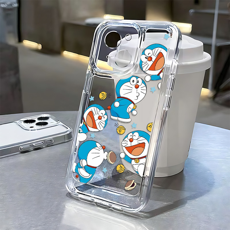 Funny emote Doraemon Phone Case For iPhone 16 15 14 13 12 11 8 7 6S 6 ...