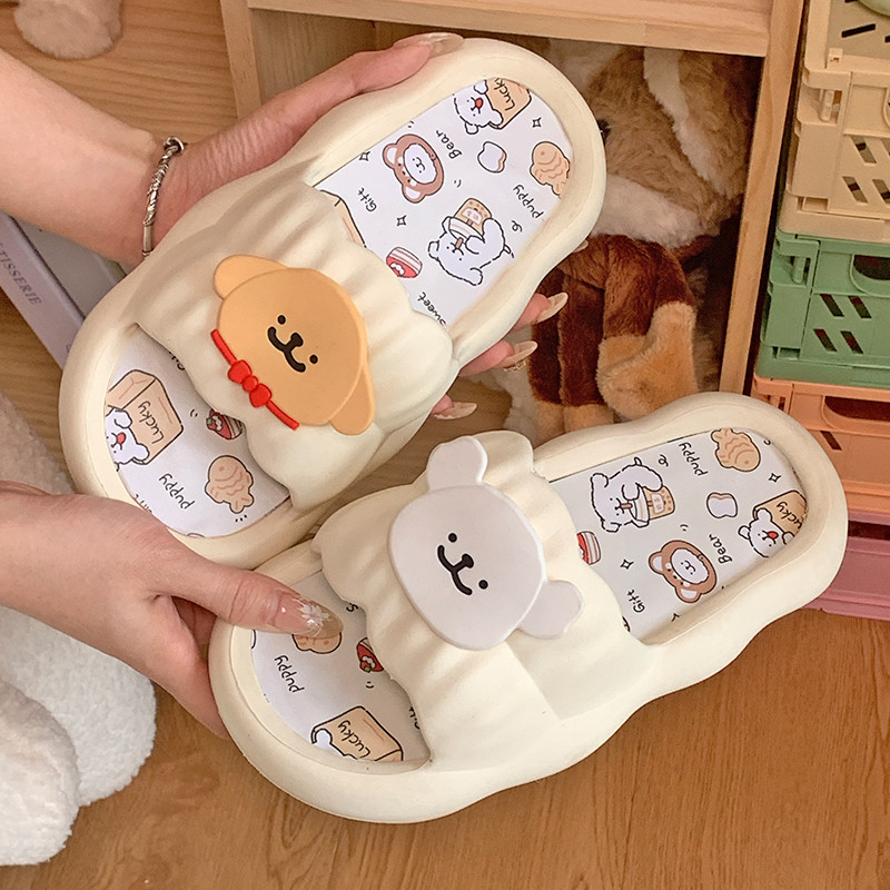 2025 New Cartoon Line Puppy Slippers - Women's Anti-Slip Summer Sandals ...