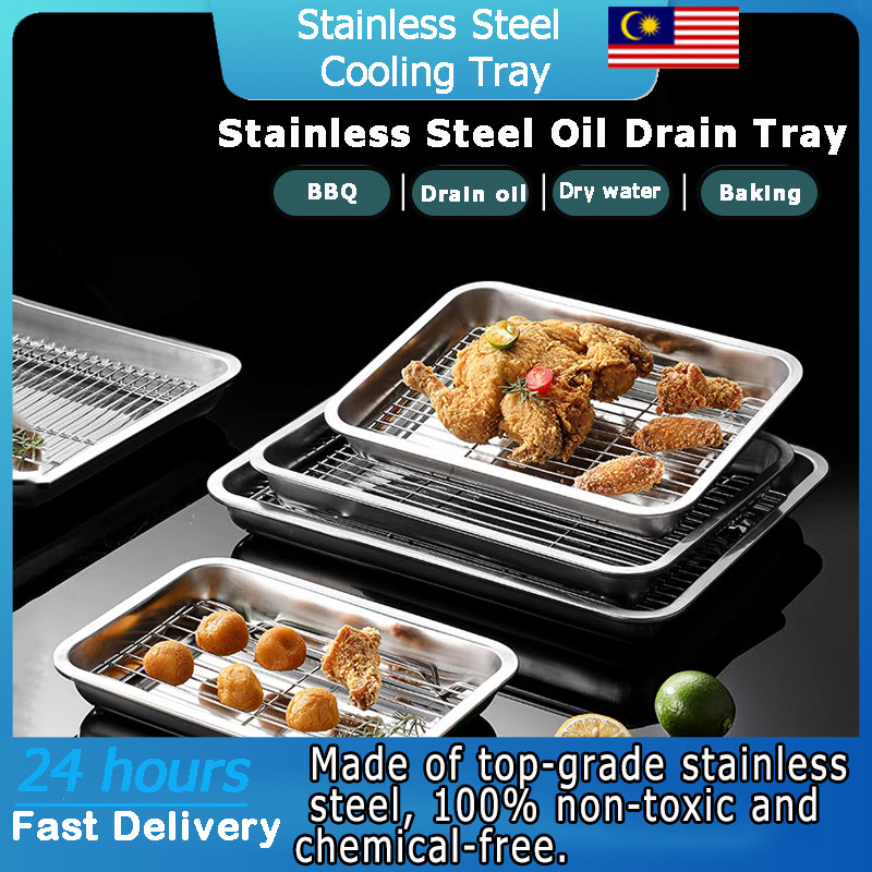Rectangle Stainless Steel Cooling Tray with Rack Oil Drain Tray Talam ...