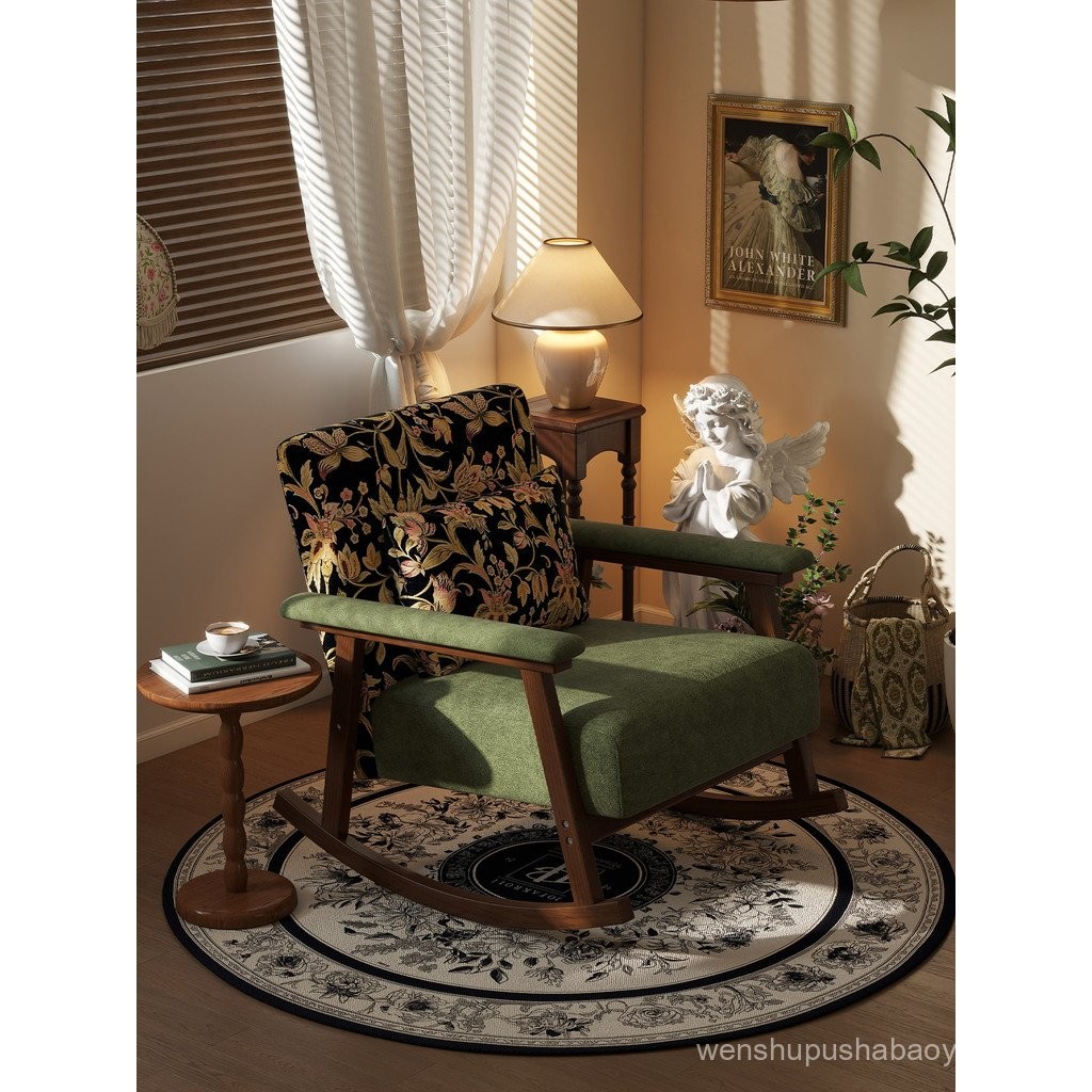 Retro Rocking Chair Adult Reclining Chair Living Room Balcony Household ...