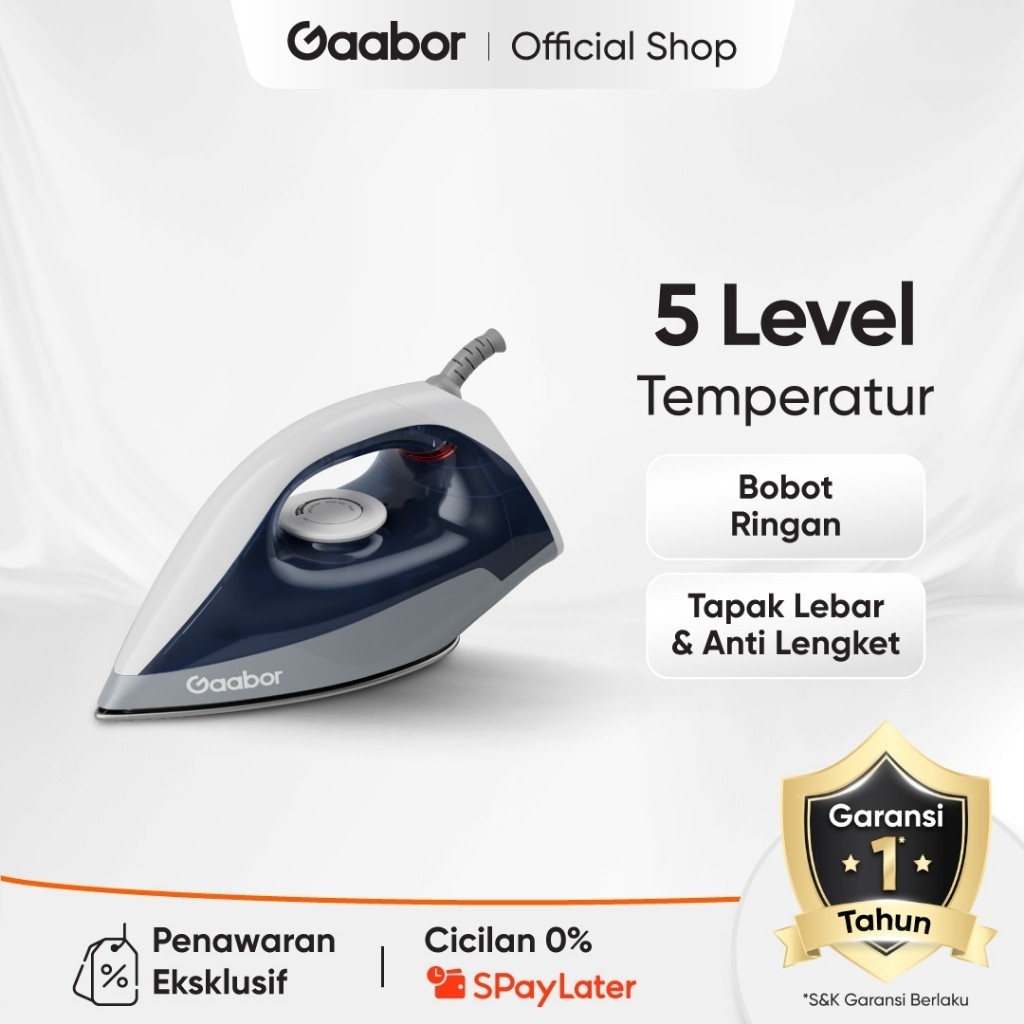 Gaabor Electric Iron HM-M02A Non-Stick Low Watt 400W Ultra Light Iron ...