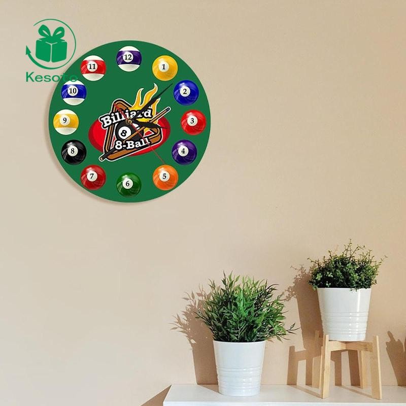 Kesoto Wall Clock Easy to Read Billiard Balls for Decoration Game Room ...