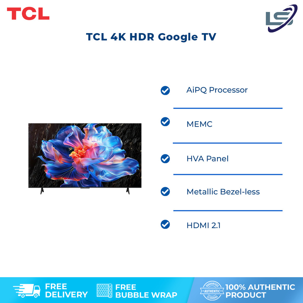 [2025 New Model] TCL 55"/65"/75" 4K HDR Google TV | P61K / P6K Series | Dolby Audio | AiPQ ...