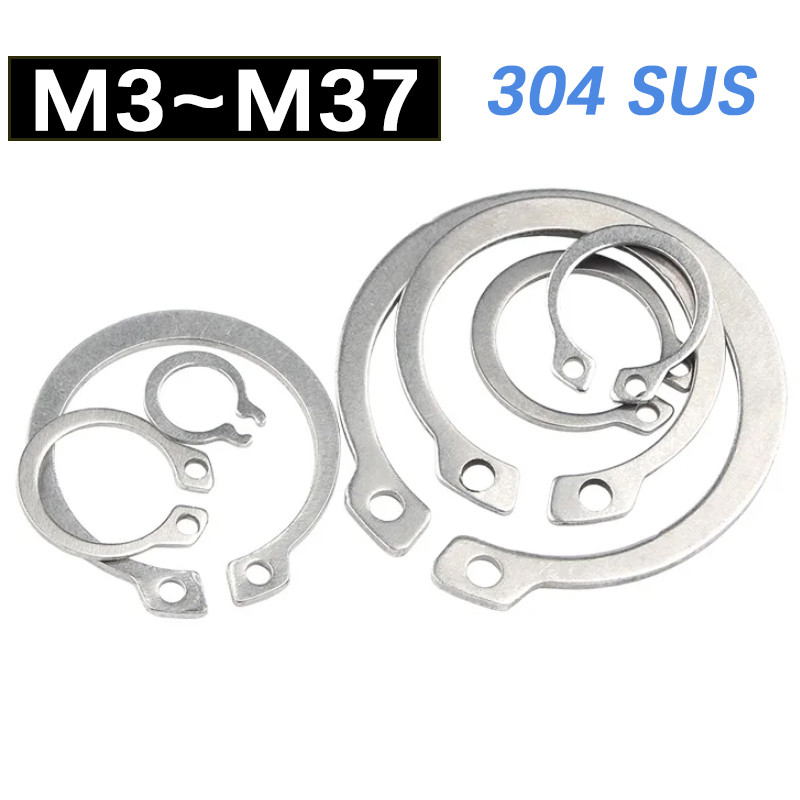 M3-M52 304 Stainless Steel External Retaining Circlips C-clip Washers C ...