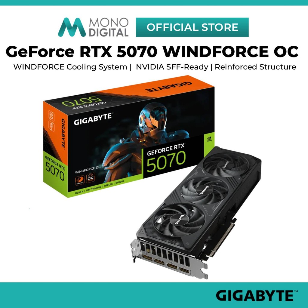GIGABYTE GEFORCE RTX 5070 WINDFORCE OC SFF 12G GDDR7 192BIT GRAPHICS ...
