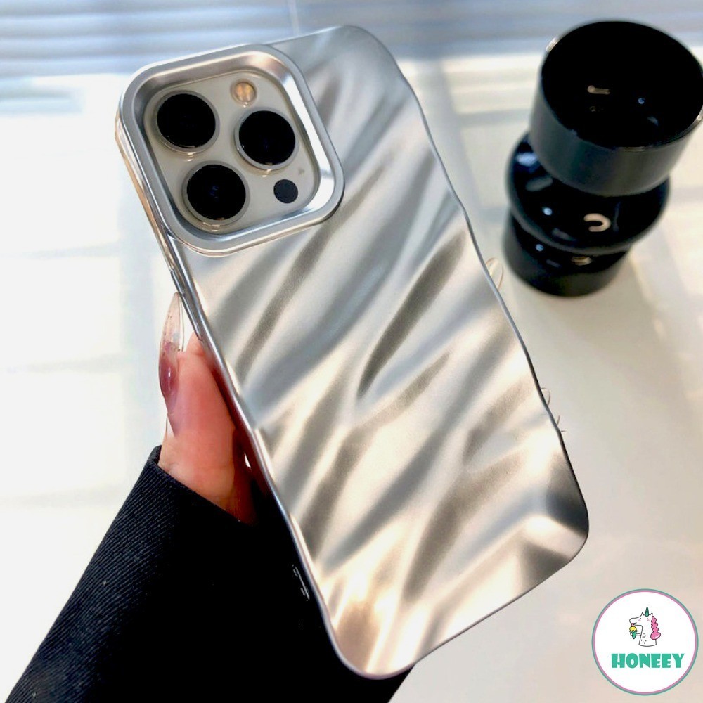 Luxury 3D Silver Water Ripple Phone Case for iPhone 17 Air 16 15 11 14 ...