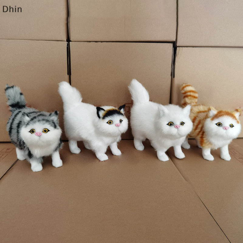 [Dhin] Cute Simulation Cat Plush Toys Soft Stuffed Kitten Model Fake ...
