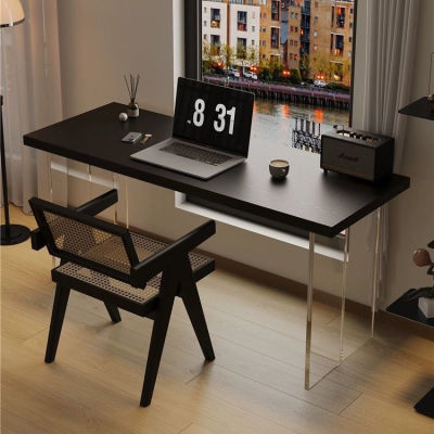 Nordic Solid Wood Acrylic Suspended Dining Table Study Desk Computer ...